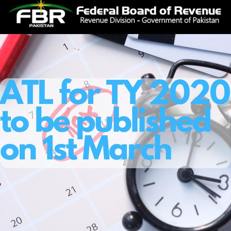 ATL for tax year 2020 to be published on 1st March, 2021