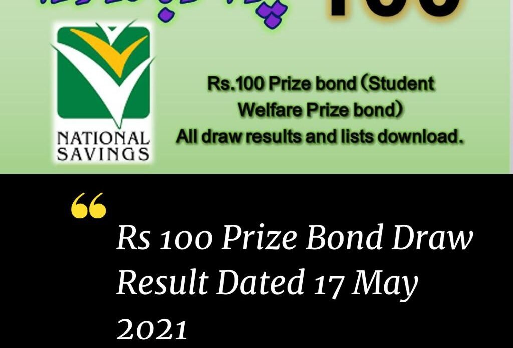 Rs. 100 Prize Bond Draw Result & List Dated 17 May 2021
